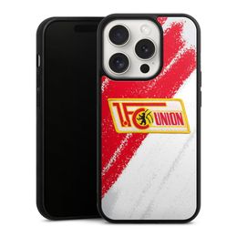 DeinDesign iPhone 15 Pro Handy Gallery Case Handyh&uuml;lle 9H Geh&auml;rtetes Glas R&uuml;ckseite H&uuml;lle 1. Fc Union Berlin Logo Official Licensed Product Gallery Case