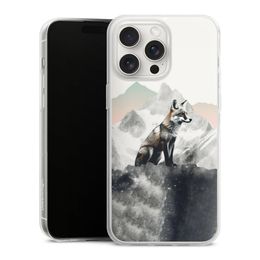 DeinDesign iPhone 15 Pro Max Handy Silikon H&uuml;lle Case transparent Handyh&uuml;lle Nature Mountain Fox Silikon Case