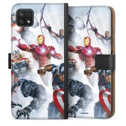 DeinDesign Galaxy A22 5G Handy Klapph&uuml;lle Handyh&uuml;lle aus Kunst Leder schwarz Flip Case Marvel Avengers Official Licensed Product Sideflip mit langer Lasche