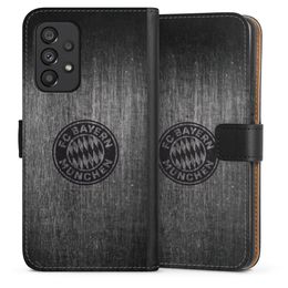 DeinDesign Galaxy A53 5G Handy Klapph&uuml;lle Handyh&uuml;lle aus Kunst Leder schwarz Flip Case Fc Bayern M&uuml;nchen Metallic Look Fcb Sideflip mit langer Lasche