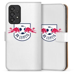 DeinDesign Galaxy A33 5G Handy Klapph&uuml;lle Handyh&uuml;lle aus Kunst Leder wei&szlig; Flip Case Transparent Official Licensed Product Rb Leipzig Sideflip mit Lasche