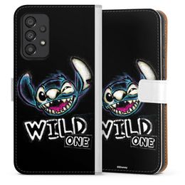 DeinDesign Galaxy A33 5G Handy Klapph&uuml;lle Handyh&uuml;lle aus Kunst Leder wei&szlig; Flip Case Lilo & Stitch Official Licensed Product Disney Sideflip mit Lasche