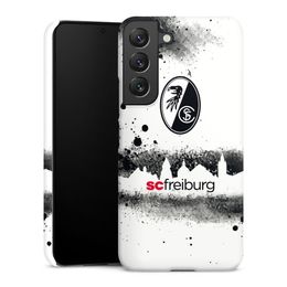 DeinDesign Galaxy S22 Handy Premium Case Smartphone Handyh&uuml;lle Schutzh&uuml;lle gl&auml;nzend Skyline Sc Freiburg Logo Premium Case