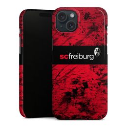 DeinDesign iPhone 15 Plus Handy Premium Case Smartphone Handyh&uuml;lle Schutzh&uuml;lle gl&auml;nzend Official Licensed Product Sc Freiburg Logo Premium Case