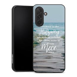 DeinDesign Galaxy A26 Handy Silikon H&uuml;lle Case schwarz Handyh&uuml;lle Statement Beach Spruch