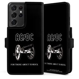 DeinDesign Galaxy S21 Ultra 5G Handy Klapph&uuml;lle Handyh&uuml;lle aus Kunst Leder schwarz Flip Case Music Acdc Merchandise Sideflip mit Lasche