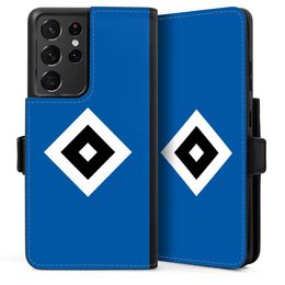 DeinDesign Galaxy S21 Ultra 5G Handy Klapph&uuml;lle Handyh&uuml;lle aus Kunst Leder schwarz Flip Case Logo Hsv Hamburger Sv Sideflip mit Lasche