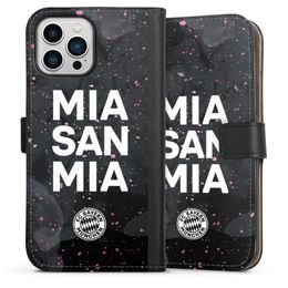 DeinDesign iPhone 13 Pro Max Handy Klapph&uuml;lle Handyh&uuml;lle aus Kunst Leder schwarz Flip Case Mia San Mia Girl Style Fc Bayern M&uuml;nchen Sideflip mit langer Lasche