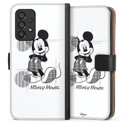 DeinDesign Galaxy A53 5G Handy Klapph&uuml;lle Handyh&uuml;lle aus Kunst Leder schwarz Flip Case Official Licensed Product Disney Mickey Mouse Sideflip mit langer Lasche