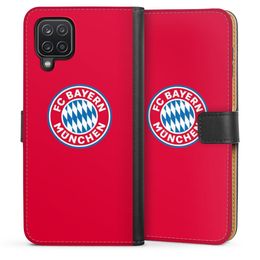 DeinDesign Galaxy A12 Handy Klapph&uuml;lle Handyh&uuml;lle aus Kunst Leder schwarz Flip Case Fc Bayern M&uuml;nchen Fcb Logo Sideflip mit langer Lasche