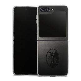 DeinDesign Galaxy Z Flip 5 Handy Hard Case Schutzh&uuml;lle transparent Smartphone Handy H&uuml;lle Sc Freiburg Official Licensed Product Metallic Look Hard Case