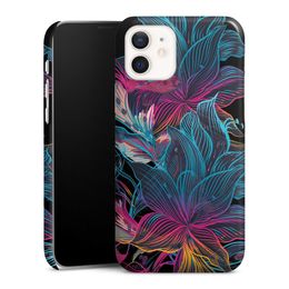 DeinDesign iPhone 12 Handy Premium Case Smartphone Handyh&uuml;lle Schutzh&uuml;lle gl&auml;nzend Colourful Flowers Neon Premium Case