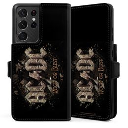 DeinDesign Galaxy S21 Ultra 5G Handy Klapph&uuml;lle Handyh&uuml;lle aus Kunst Leder schwarz Flip Case Rock Or Bust Official Licensed Product Acdc Sideflip mit Lasche
