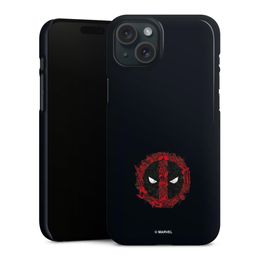 DeinDesign iPhone 15 Plus Handy Premium Case Smartphone Handyh&uuml;lle Schutzh&uuml;lle gl&auml;nzend Logo Marvel Deadpool Premium Case
