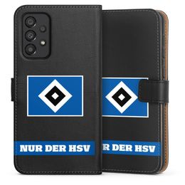 DeinDesign Galaxy A33 5G Handy Klapph&uuml;lle Handyh&uuml;lle aus Kunst Leder schwarz Flip Case Statement Hsv Hamburger Sv Sideflip mit langer Lasche