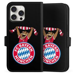 DeinDesign iPhone 15 Pro Max Handy Klapph&uuml;lle Handyh&uuml;lle aus Kunst Leder schwarz Flip Case Bernie Official Licensed Product Fc Bayern M&uuml;nchen Sideflip mit Lasche