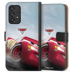 DeinDesign Galaxy A33 5G Handy Klapph&uuml;lle Handyh&uuml;lle aus Kunst Leder schwarz Flip Case Official Licensed Product Cars Lightning Mcqueen 95 Sideflip mit langer 