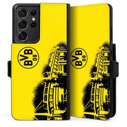 DeinDesign Galaxy S21 Ultra 5G Handy Klapph&uuml;lle Handyh&uuml;lle aus Kunst Leder schwarz Flip Case Stadium Bvb Borussia Dortmund Sideflip mit Lasche