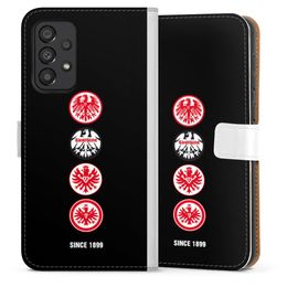 DeinDesign Galaxy A33 5G Handy Klapph&uuml;lle Handyh&uuml;lle aus Kunst Leder wei&szlig; Flip Case Sge Soccer Eintracht Frankfurt Sideflip mit Lasche