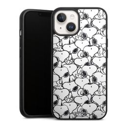 DeinDesign iPhone 14 Handy Gallery Case Handyh&uuml;lle 9H Geh&auml;rtetes Glas R&uuml;ckseite H&uuml;lle Peanuts Snoopy Muster Gallery Case