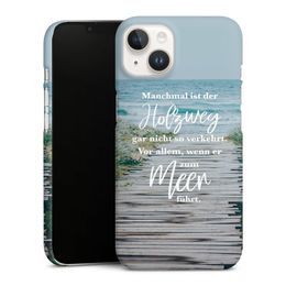 DeinDesign iPhone 14 Handy Premium Case Smartphone Handyh&uuml;lle Schutzh&uuml;lle matt Statement Beach Spruch Premium Case