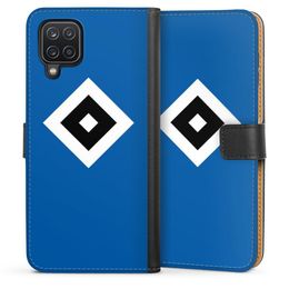 DeinDesign Galaxy A12 Handy Klapph&uuml;lle Handyh&uuml;lle aus Kunst Leder schwarz Flip Case Logo Hsv Hamburger Sv Sideflip mit langer Lasche