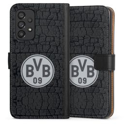 DeinDesign Galaxy A53 5G Handy Klapph&uuml;lle Handyh&uuml;lle aus Kunst Leder schwarz Flip Case Borussia Dortmund Jersey Bvb Sideflip mit langer Lasche