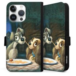 DeinDesign iPhone 14 Pro Max Handy Klapph&uuml;lle Handyh&uuml;lle aus Kunst Leder schwarz Flip Case Lady And The Tramp Disney Official Licensed Product Sideflip mit 