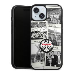 DeinDesign iPhone 15 Handy Gallery Case Handyh&uuml;lle 9H Geh&auml;rtetes Glas R&uuml;ckseite H&uuml;lle Retro Official Licensed Product Eintracht Frankfurt Gallery Case