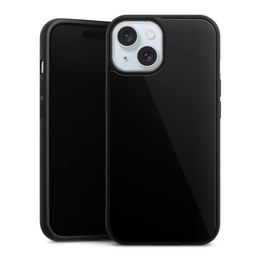DeinDesign iPhone 15 Handy Gallery Case Handyh&uuml;lle 9H Geh&auml;rtetes Glas R&uuml;ckseite H&uuml;lle Colour Black Unicoloured Gallery Case
