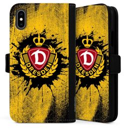 DeinDesign iPhone X Handy Klapph&uuml;lle Handyh&uuml;lle aus Kunst Leder schwarz Flip Case Official Licensed Product Soccer Sg Dynamo Dresden Sideflip mit langer Lasche
