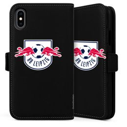 DeinDesign iPhone X Handy Klapph&uuml;lle Handyh&uuml;lle aus Kunst Leder schwarz Flip Case Official Licensed Product Transparent Rb Leipzig Sideflip mit langer Lasche