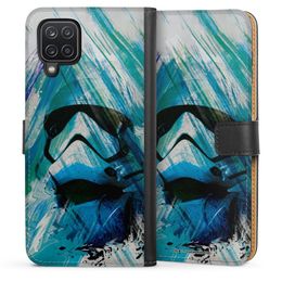 DeinDesign Galaxy A12 Handy Klapph&uuml;lle Handyh&uuml;lle aus Kunst Leder schwarz Flip Case Colourful Star Wars Stormtrooper Sideflip mit langer Lasche