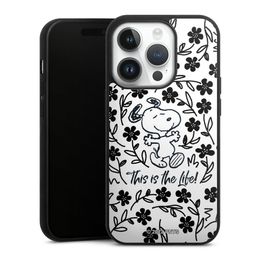 DeinDesign iPhone 14 Pro Handy Gallery Case Handyh&uuml;lle 9H Geh&auml;rtetes Glas R&uuml;ckseite H&uuml;lle Peanuts Flowers Snoopy Gallery Case