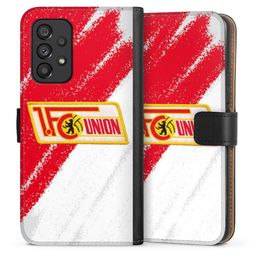 DeinDesign Galaxy A53 5G Handy Klapph&uuml;lle Handyh&uuml;lle aus Kunst Leder schwarz Flip Case 1. Fc Union Berlin Logo Official Licensed Product Sideflip mit langer 