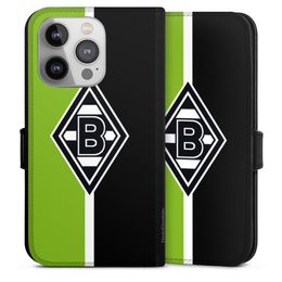 DeinDesign iPhone 14 Pro Handy Klapph&uuml;lle Handyh&uuml;lle aus Kunst Leder schwarz Flip Case Borussia M&ouml;nchengladbach Gladbach Bundesliga Sideflip mit langer Lasche