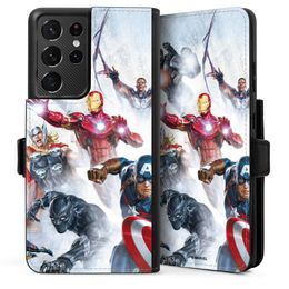 DeinDesign Galaxy S21 Ultra 5G Handy Klapph&uuml;lle Handyh&uuml;lle aus Kunst Leder schwarz Flip Case Marvel Avengers Official Licensed Product Sideflip mit Lasche