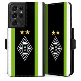 DeinDesign Galaxy S21 Ultra 5G Handy Klapph&uuml;lle Handyh&uuml;lle aus Kunst Leder schwarz Flip Case Logo Gladbach Borussia M&ouml;nchengladbach Sideflip mit Lasche