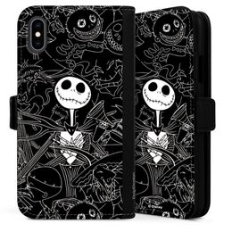 DeinDesign iPhone X Handy Klapph&uuml;lle Handyh&uuml;lle aus Kunst Leder schwarz Flip Case Disney Nightmare Before Christmas Halloween Sideflip mit langer Lasche