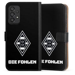 DeinDesign Galaxy A33 5G Handy Klapph&uuml;lle Handyh&uuml;lle aus Kunst Leder schwarz Flip Case Gladbach Borussia M&ouml;nchengladbach Die Fohlen Sideflip mit langer Lasche