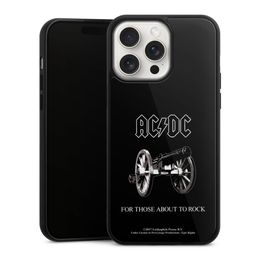 DeinDesign iPhone 15 Pro Max Handy Gallery Case Handyh&uuml;lle 9H Geh&auml;rtetes Glas R&uuml;ckseite H&uuml;lle Music Acdc Merchandise Gallery Case