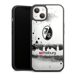 DeinDesign iPhone 13 Handy Gallery Case Handyh&uuml;lle 9H Geh&auml;rtetes Glas R&uuml;ckseite H&uuml;lle Skyline Sc Freiburg Logo Gallery Case