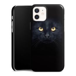 DeinDesign iPhone 12 Handy Premium Case Smartphone Handyh&uuml;lle Schutzh&uuml;lle gl&auml;nzend Eye Cat Black Premium Case