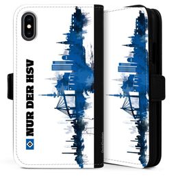DeinDesign iPhone X Handy Klapph&uuml;lle Handyh&uuml;lle aus Kunst Leder schwarz Flip Case Hsv Official Licensed Product Bundesliga Sideflip mit langer Lasche