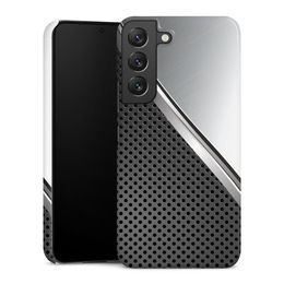 DeinDesign Galaxy S22 Handy Premium Case Smartphone Handyh&uuml;lle Schutzh&uuml;lle gl&auml;nzend Carbon Metall Steel Premium Case