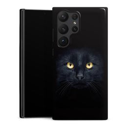 DeinDesign Galaxy S23 Ultra Handy Premium Case Smartphone Handyh&uuml;lle Schutzh&uuml;lle gl&auml;nzend Eye Cat Black Premium Case