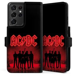 DeinDesign Galaxy S21 Ultra 5G Handy Klapph&uuml;lle Handyh&uuml;lle aus Kunst Leder schwarz Flip Case Band Acdc Official Licensed Product Sideflip mit Lasche