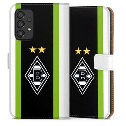 DeinDesign Galaxy A33 5G Handy Klapph&uuml;lle Handyh&uuml;lle aus Kunst Leder wei&szlig; Flip Case Logo Gladbach Borussia M&ouml;nchengladbach Sideflip mit Lasche