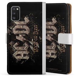 DeinDesign Galaxy A41 Handy Klapph&uuml;lle Handyh&uuml;lle aus Kunst Leder wei&szlig; Flip Case Official Licensed Product Rock Or Bust Acdc Sideflip mit Lasche