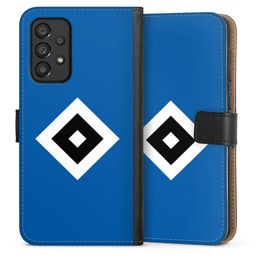 DeinDesign Galaxy A33 5G Handy Klapph&uuml;lle Handyh&uuml;lle aus Kunst Leder schwarz Flip Case Logo Hsv Hamburger Sv Sideflip mit langer Lasche